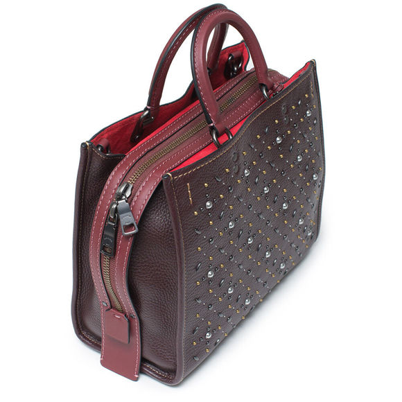 Coach | Bags | Coach Rogue Prairie Rivets Tote Bag Dark Red Oxblood ...